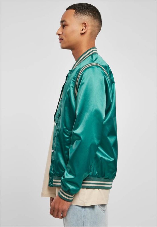 Urban Classics Varsity jacket -M- Satin Groen | bol.com