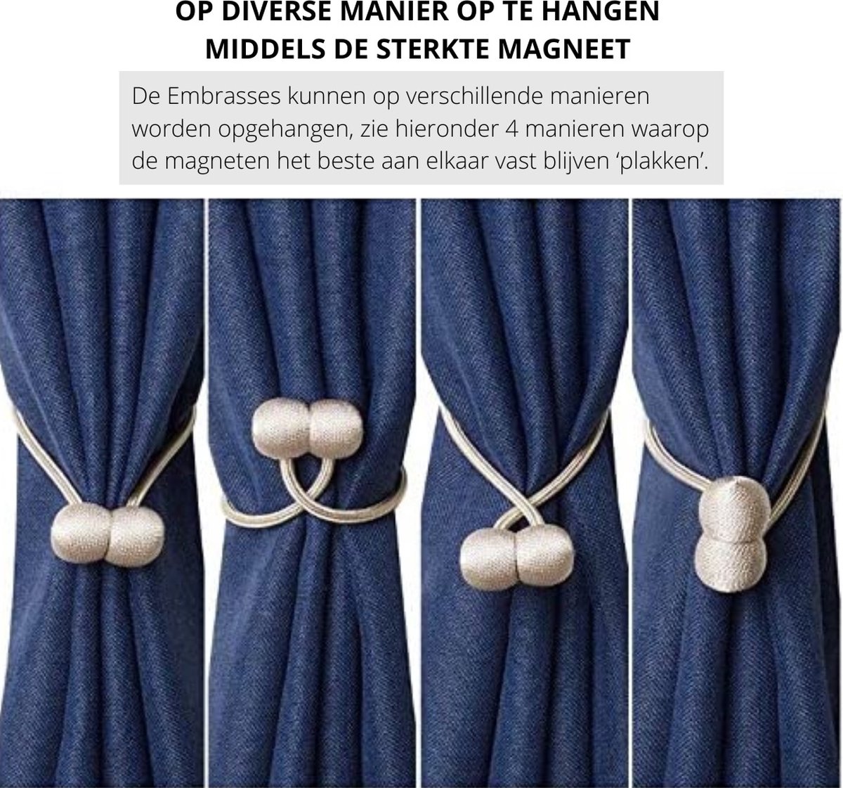 Luxe Gordijn Embrasse - Gordijnhouders - 4 stuks - Magnetisch ...