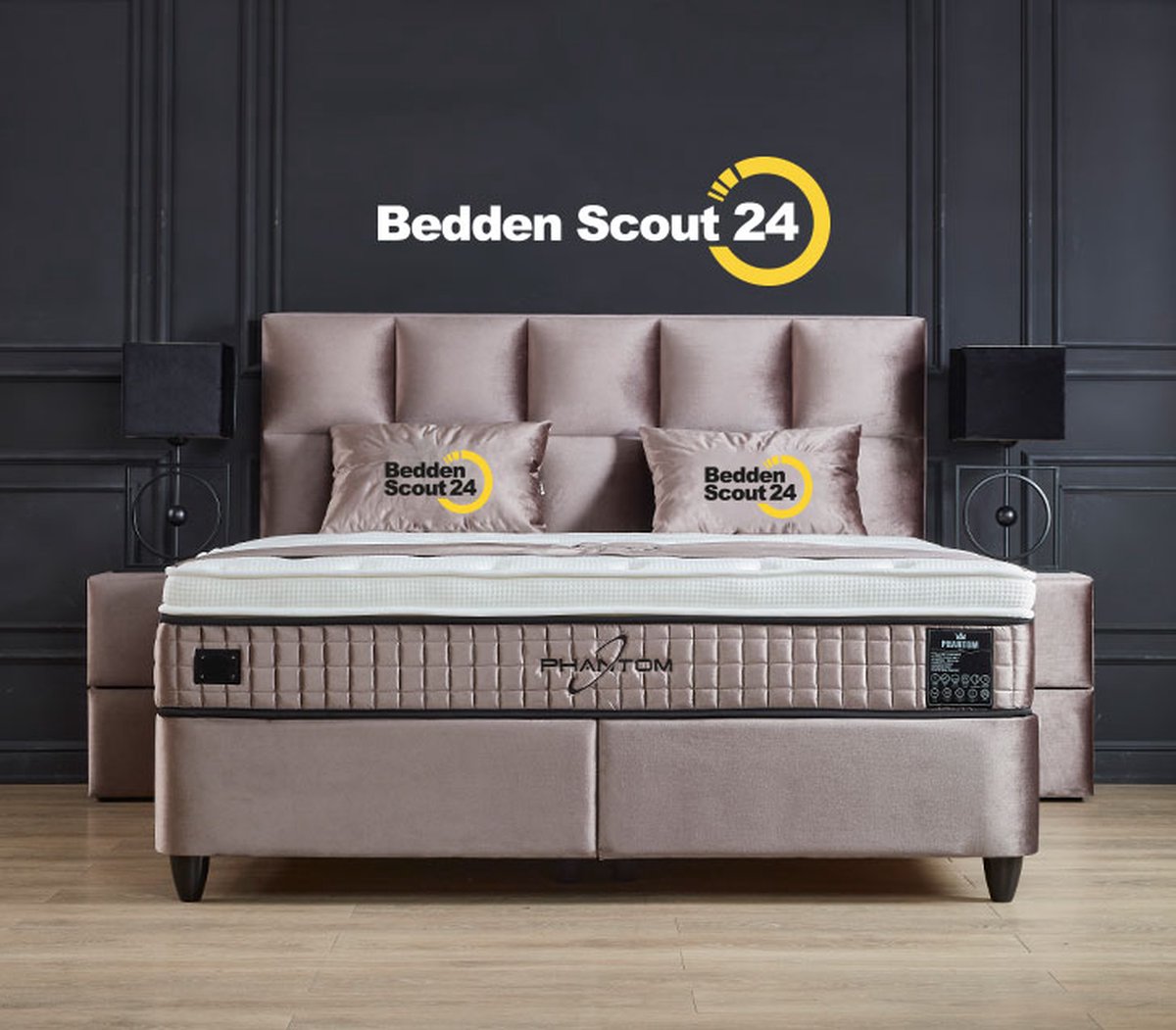 Boxspring bed met opbergruimte - 180x200 cm - Beige - Opbergbed Phantom ...