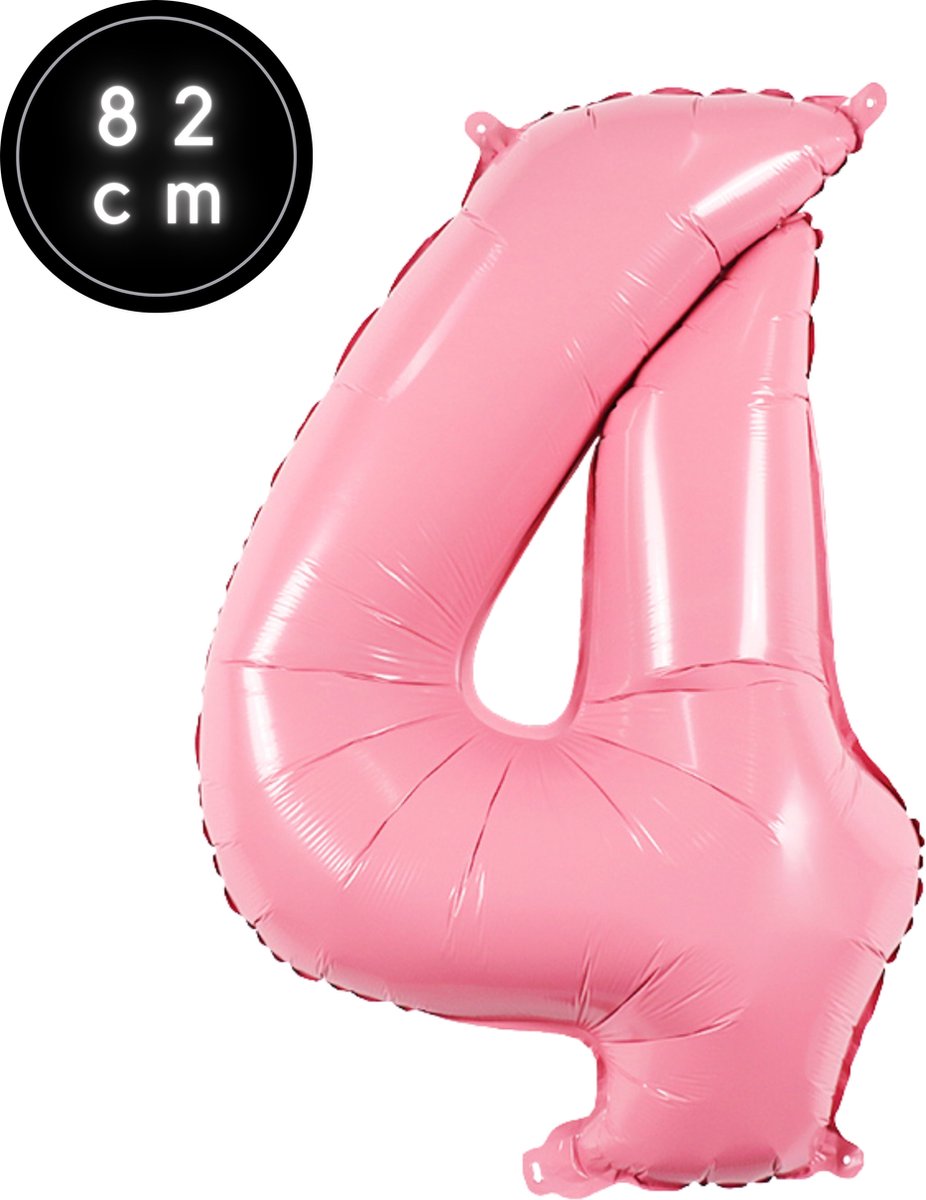 Cijfer Ballonnen - Nummer 4 - Roze - 82 cm - Helium Ballon - Fienosa ...
