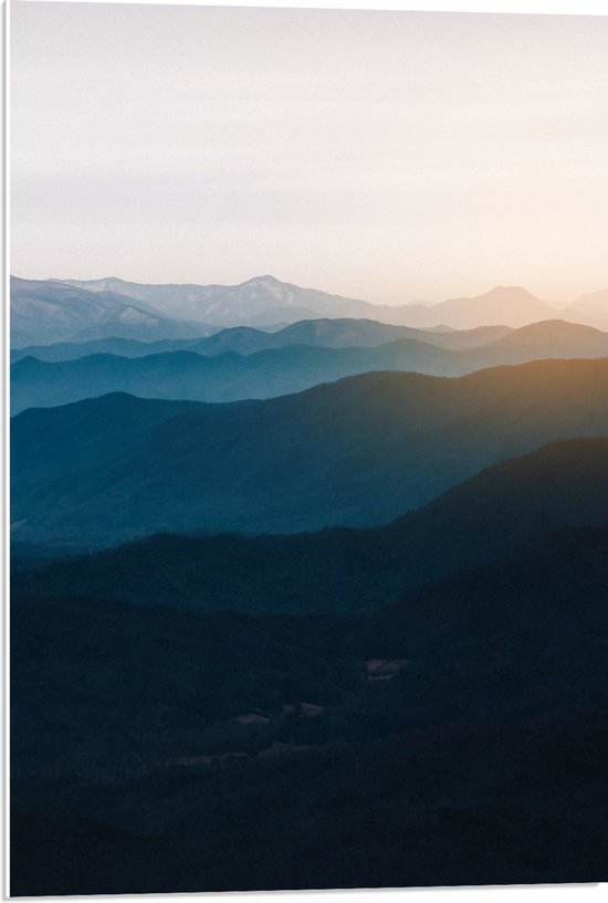 PVC Schuimplaat- Berglandschap met Ondergaande Zon - 50x75 cm Foto op ...