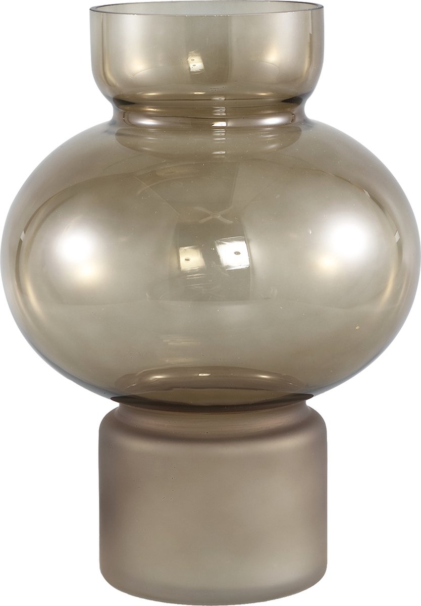 PTMD Nyda Brown glass vase on base round L | bol.com