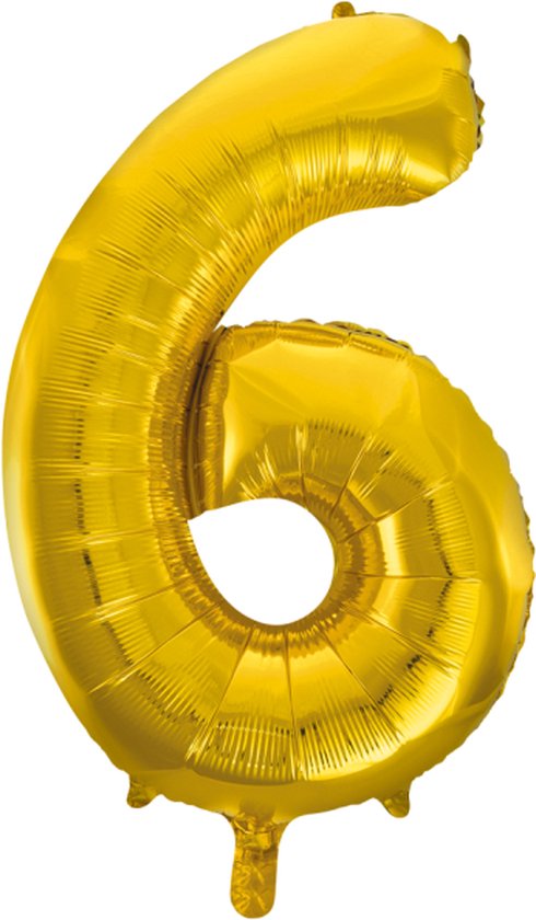 Folie ballon cijfer 6 goud | 86 cm | bol