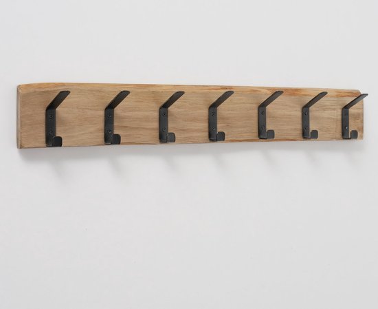 Kapstok - 7 haaks - Metaal - Bruin - 8x75x11cm - Hout - Wand | bol