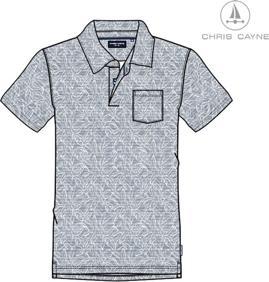 Chris Cayne heren polo - poloshirt 3440 heren - grijs/wit print ...