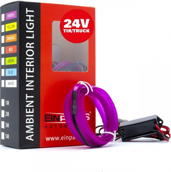 LED Interieur/sfeer verlichting strip - 24V - Paars - 1 Meter (alleen ...