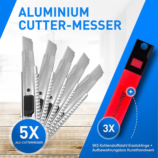 SANAWATEC Cuttermessen, professionele aluminium cuttermessen, 18 mm ...