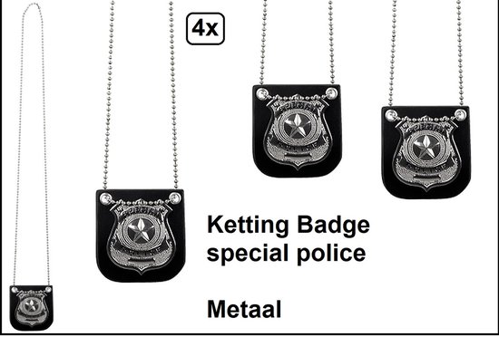 4x Ketting Badge SPECIAL POLICE - metaal Festival thema feest ...