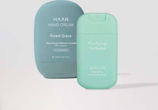 HAAN Hand Sanitizer Handspray Purifying Verbena & Handcrème Forest Grace - Set van 2... | bol.com