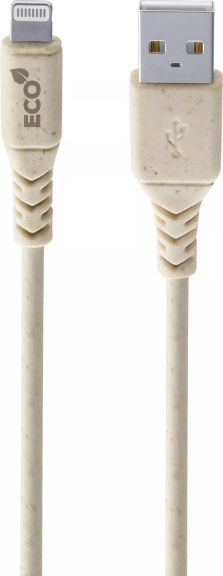 Cellularline - Data kabel, become eco, usb-a naar lightning, 120 cm, beige | bol.com