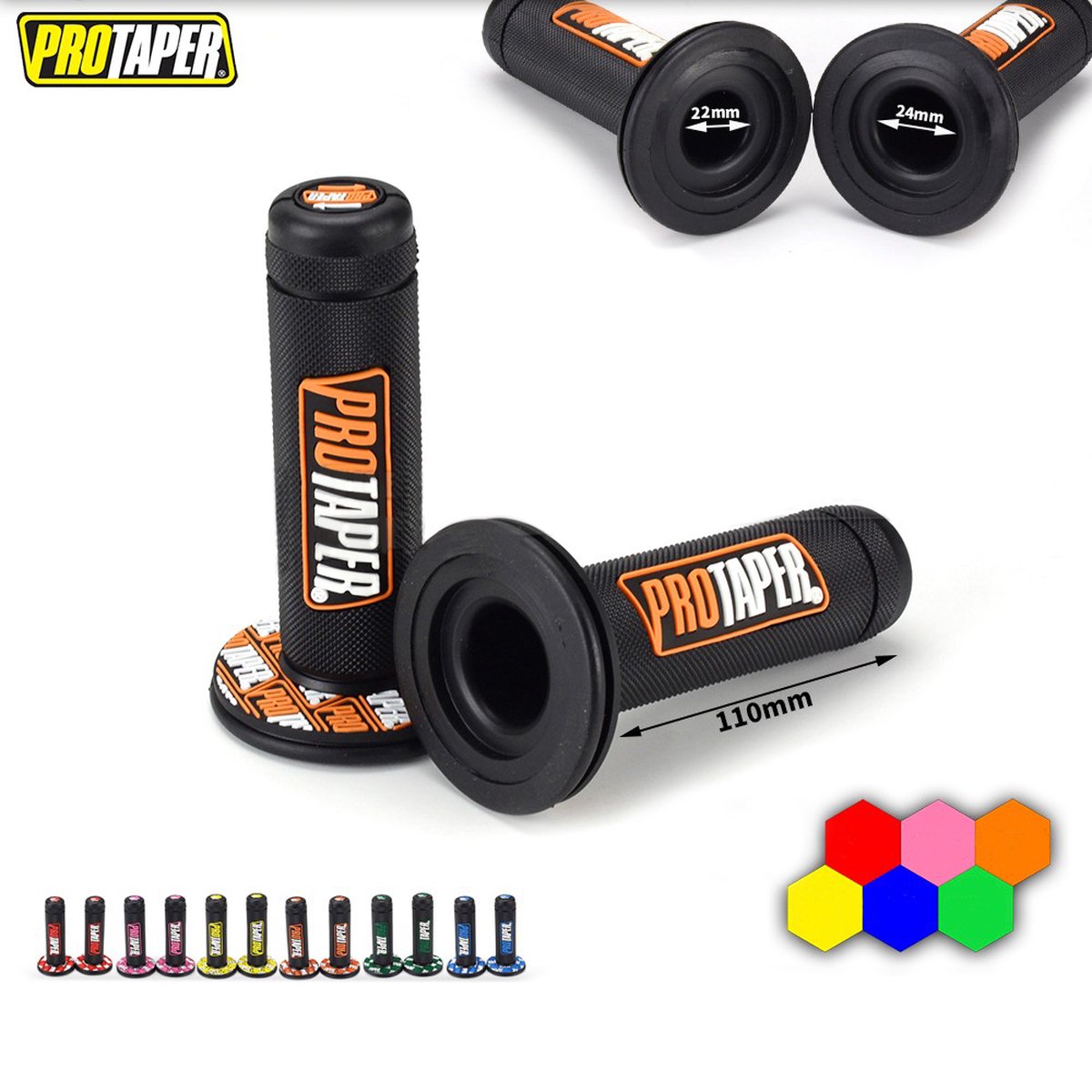 Handvatten ProTaper - Zwart/Oranje - Scooter & Motor Accessoires ...