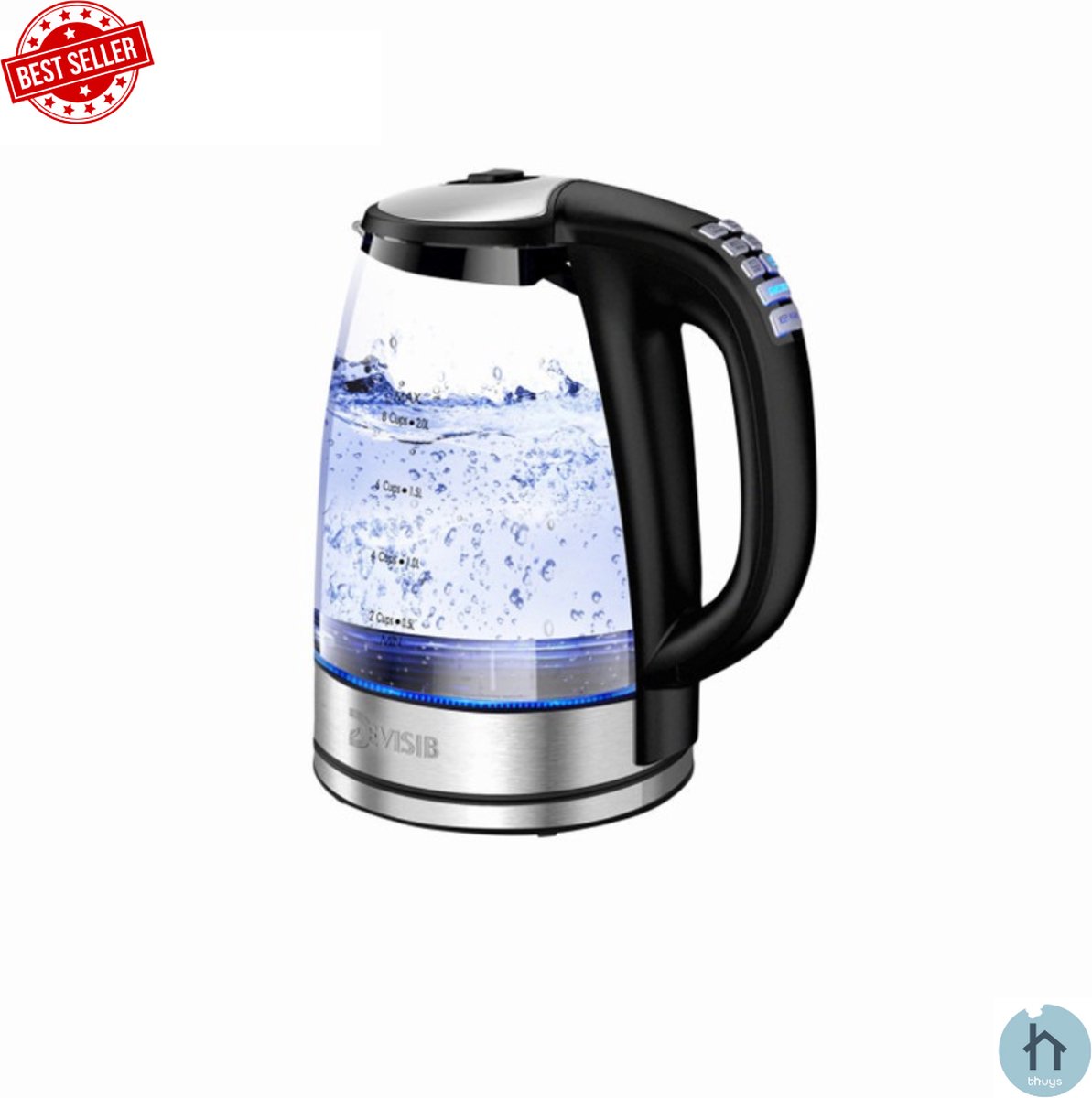 Thuys Waterkoker - Glass Kettle - Transparant - Waterkokers - Met ...
