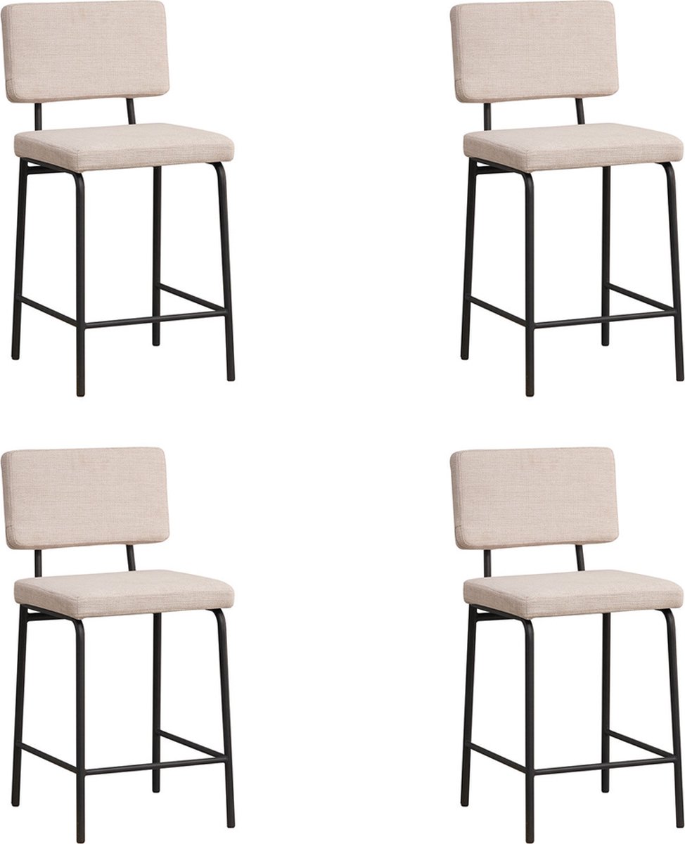 Bronx71® Scandinavische barkruk Espen beige gerecyclede stof 64-77 cm ...