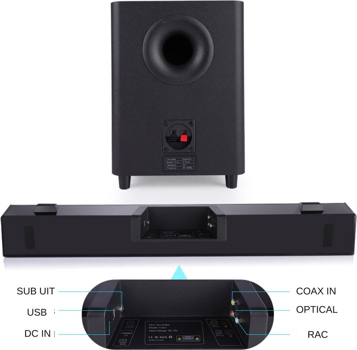 Soundbar Met Subwoofer - Voor TV - 100W - Home Cinema - Bluetooth 5.0 ...