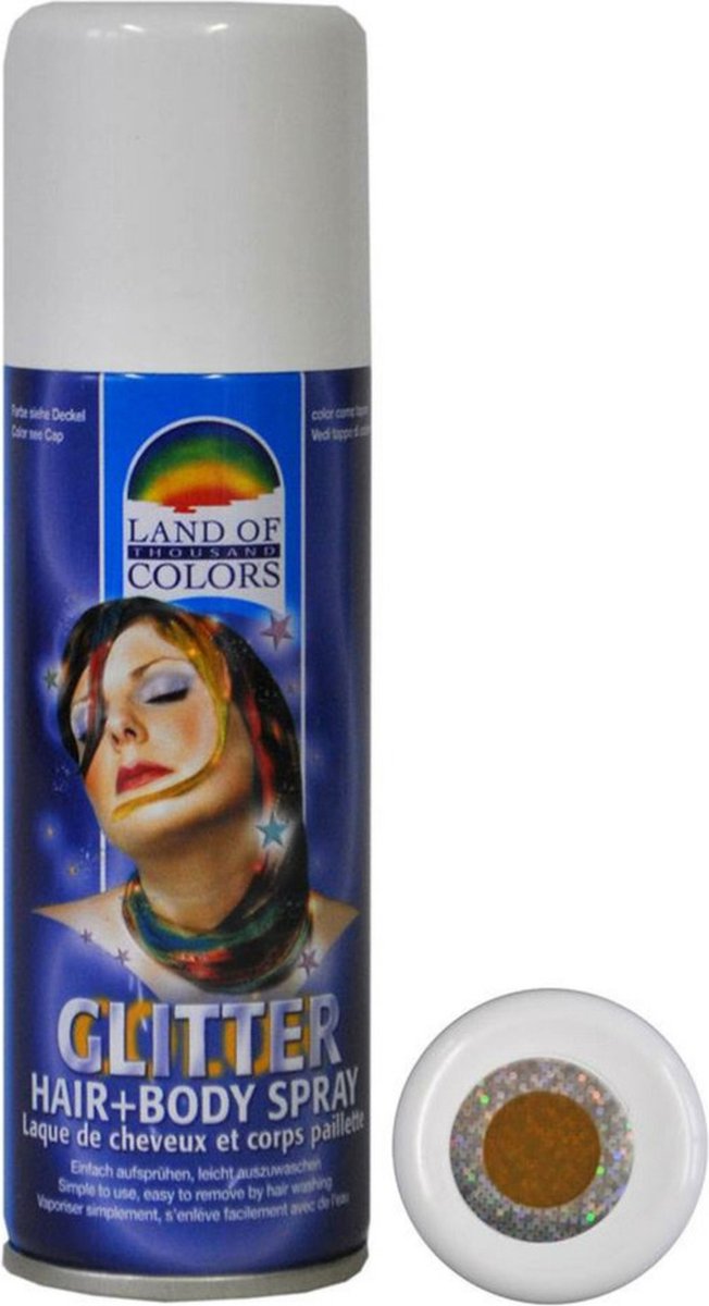 Haar en lichaam spray spuitbus - glitter goud - 125 ml - hair/body ...