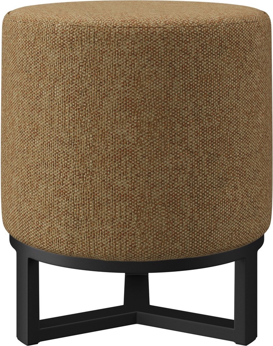 Dôme Deco - Flynn - Poef - Okergeel - Metalen poot - ø43cm - Stoel ...