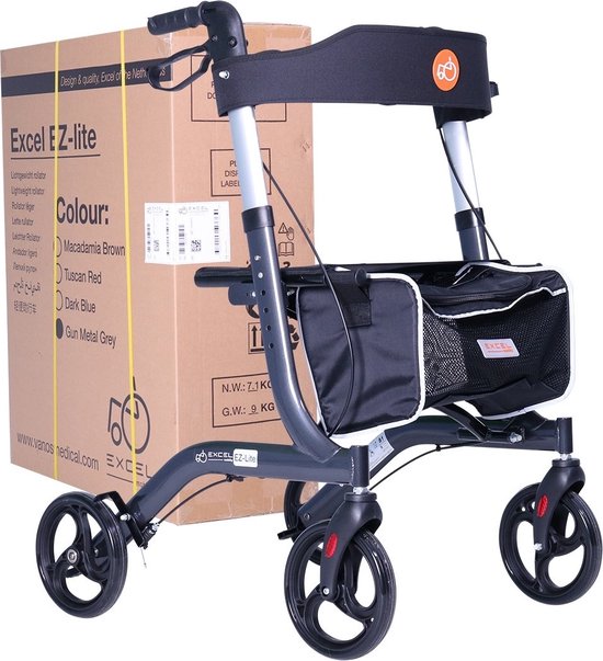Excel EZ-Lite Gun Metal Grey Lichtgewicht Rollator (6,4 kilo) | bol.com