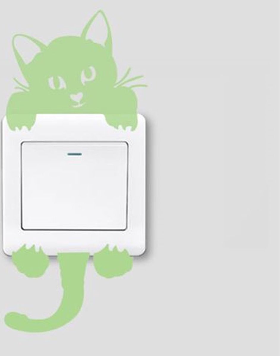 glow in the dark Kat Poes lichtknop sticker muursticker | bol.com