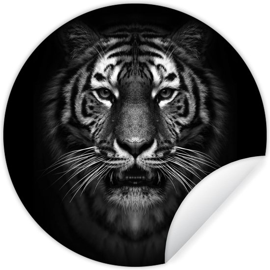 Behangcirkel - Zelfklevend behang - Dieren - Tijger - Natuur - Zwart - Wit - 120x120... | bol.com