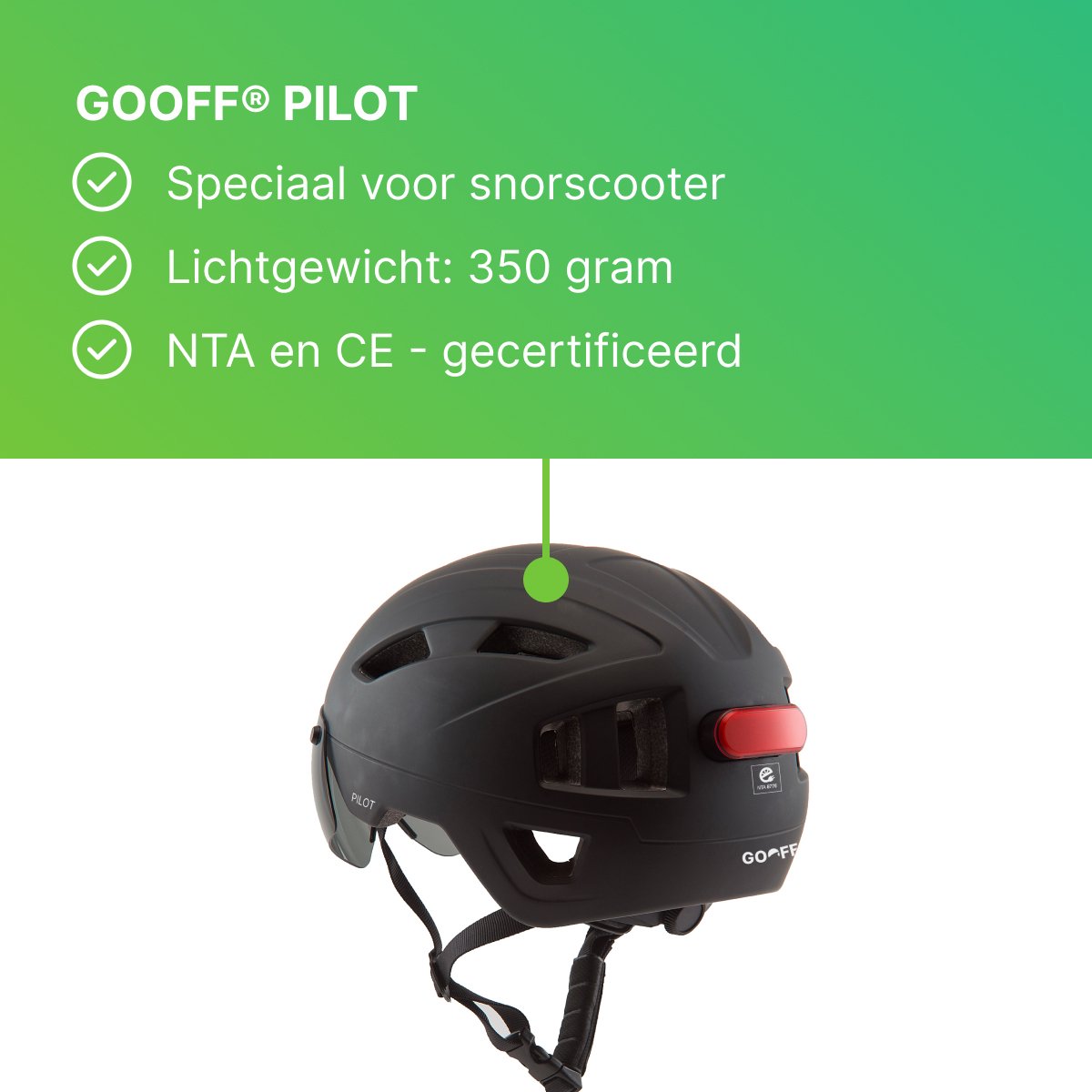 GOOFF® PILOT 3 in 1 Snorscooterhelm met afneembaar vizier - matzwart ...