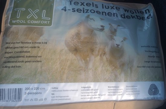 TXL Wool Comfort - Texels Luxe Wollen 4 seizoenen dekbed - 200 x 220 ...