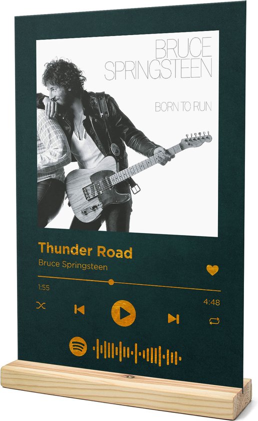 Songr Spotify Muziek Bordje - Thunder Road - Bruce Springsteen - 20x30 - Groen -... | bol.com