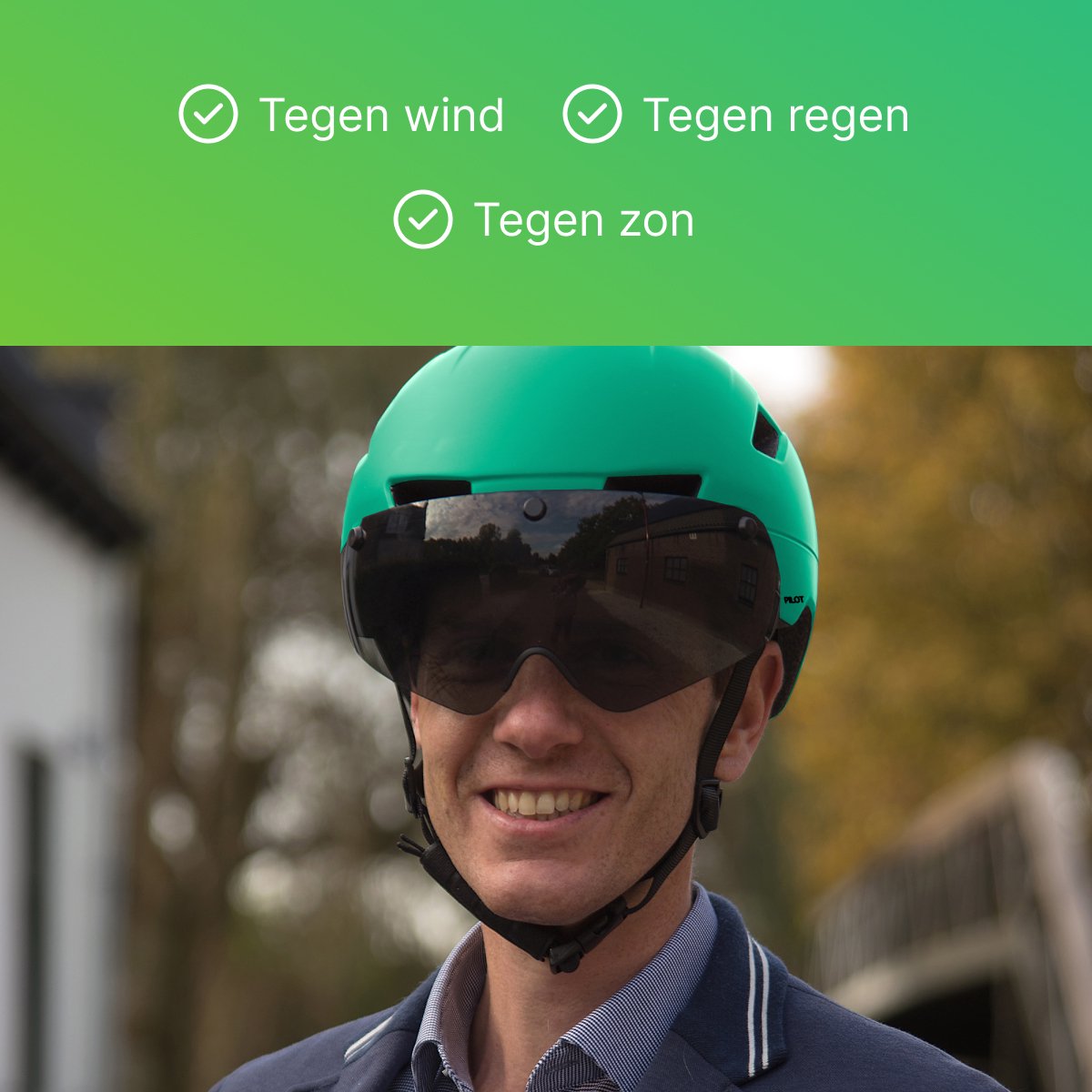 Snorscooterhelm GOOFF® PILOT | met vizier | matgroen | lichtgewicht (M ...