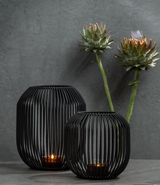 STILL - Windlicht - Kaarsenhouder - Ijzer - Mat Zwart - 17x17 cm | bol.com