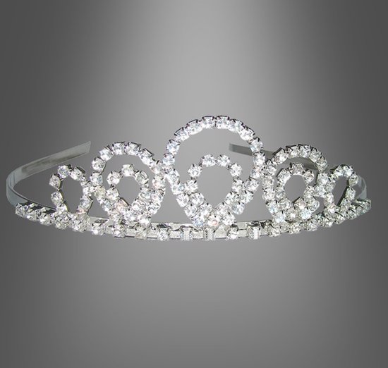 Diadeem Kroon Tiara met diamantjes metaal - zilver- prinses - sweet 16 ...