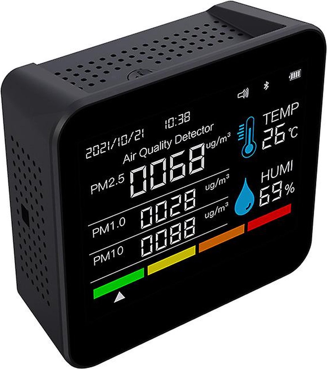 Professionele Co2 Meter - Hygrometer - Luchtvochtigheidsmeter - 9 in 1 ...
