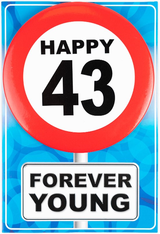 Happy age kaart 43 jaar (wenskaart met button) | bol
