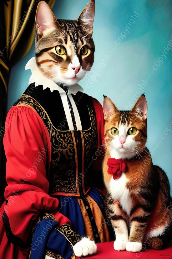 JJ-Art (tuinposter) 120x80 | Poes, moeder en kind in historische ...
