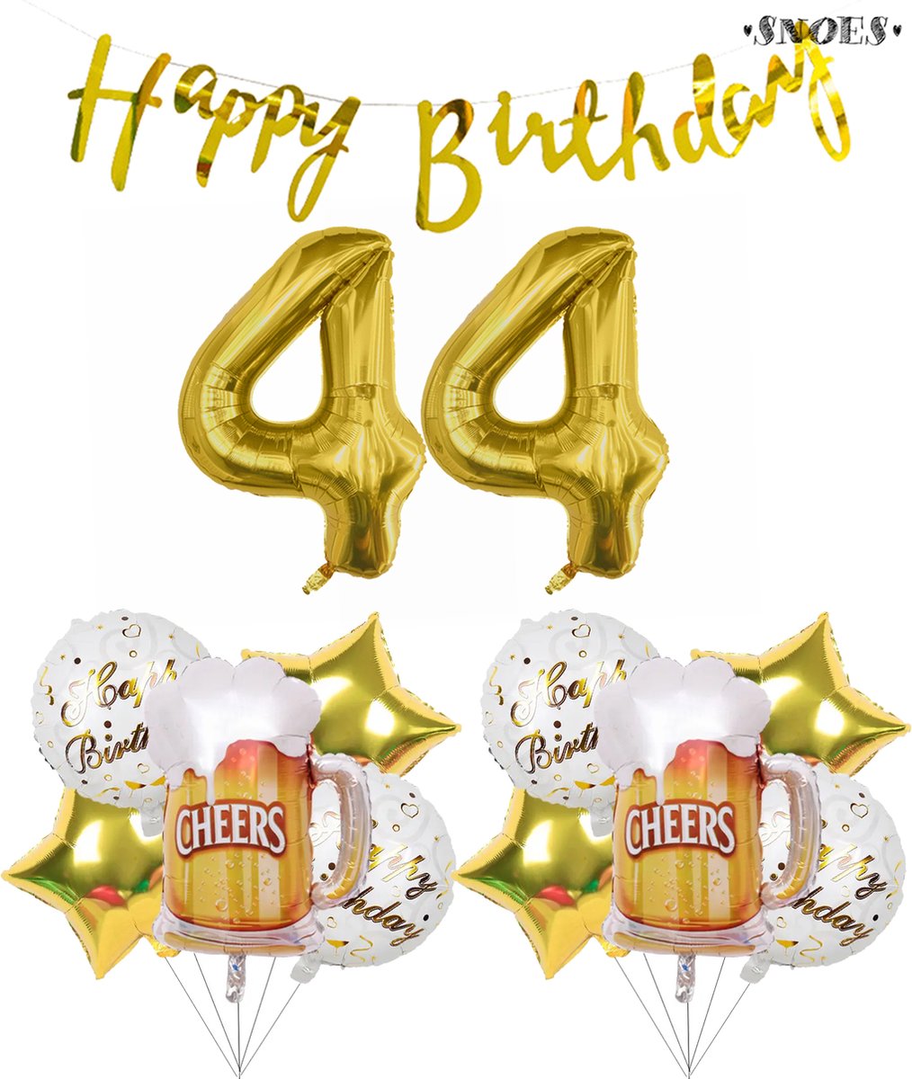 44 Jaar Verjaardag Cijfer ballon Mannen Bier - Feestpakket Snoes ...