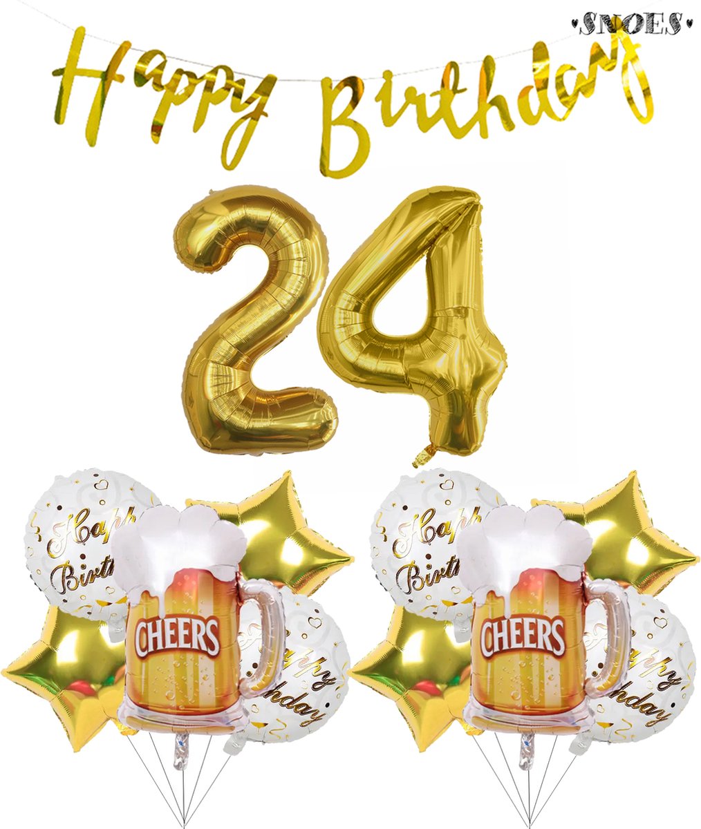 24 Jaar Verjaardag Cijfer ballon Mannen Bier - Feestpakket Snoes ...