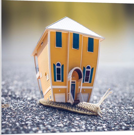 WallClassics - PVC Schuimplaat- Slak met Villa op Rug - 80x80 cm Foto ...