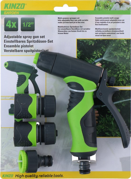 Kinzo 4-Delige Spuitpistool Set - Incl. 3 Verbindingsstukken voor ...