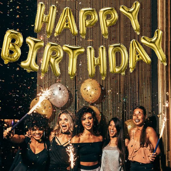 Gouden Happy Birthday Verjaardag Folie Ballonnen - Gold Feest Party ...