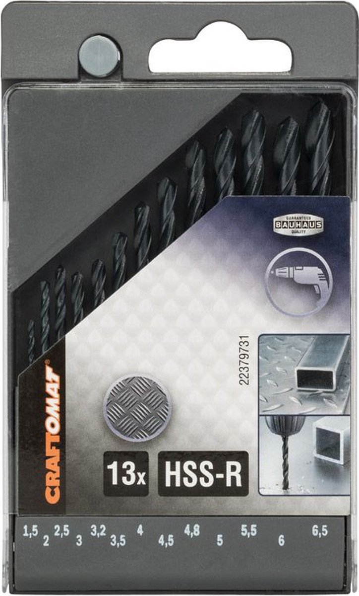 CRAFTOMAT borenset - 13 delig - Voor metaal en kunststof - HSS-R - In cassette | bol.com