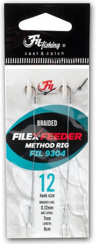 Filex Method Feeder Braided Rig w/ Bait Spike - Haakmaat #12 - 0.12mm ...