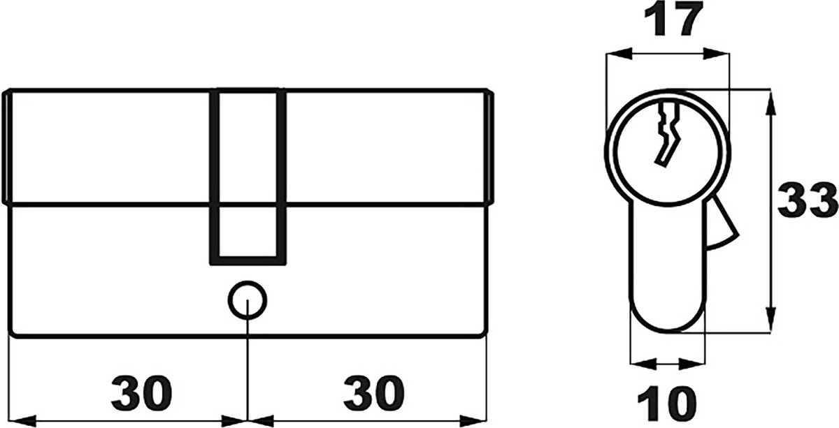 Cilinderslot zwart 30/30 - incl. 4 sleutels - deurcilinder zwart | bol