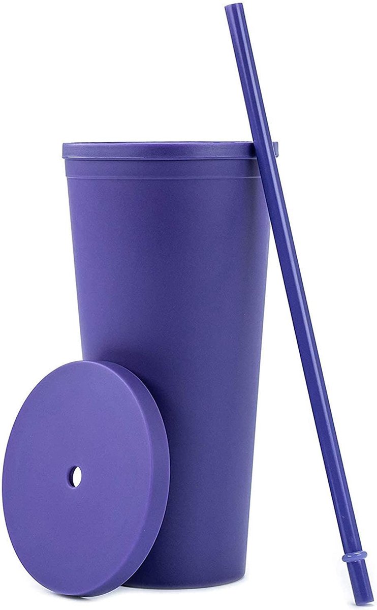 Herbruikbare plastic drinkbekers, Acryl beker met deksels en rietjes ...