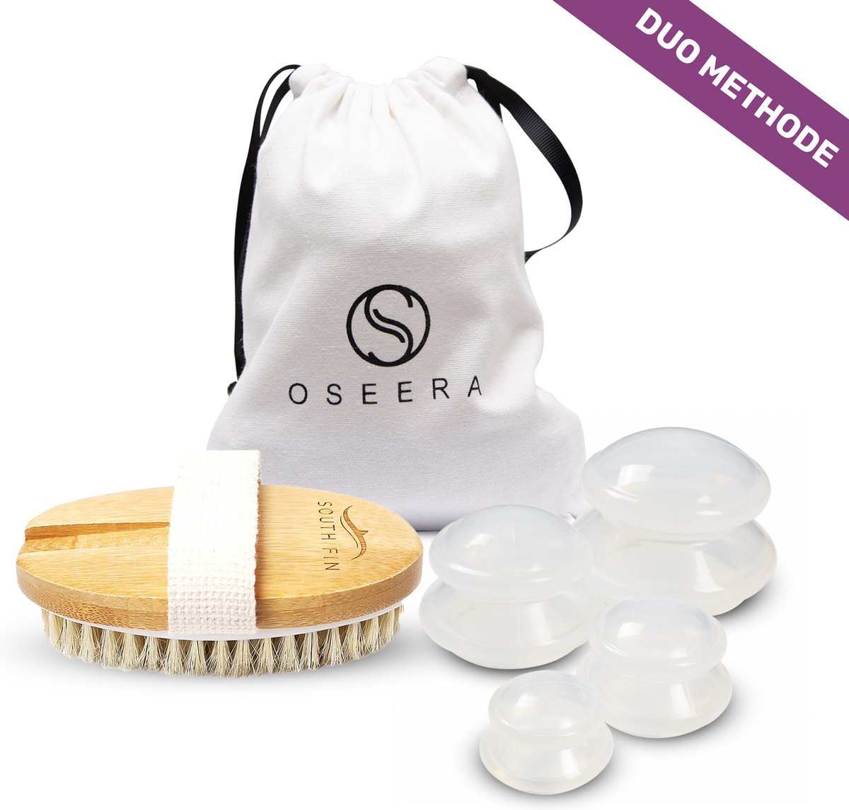 Oseera cellulite cups + dry brush set - Cupping set - Anti cellulite en ...