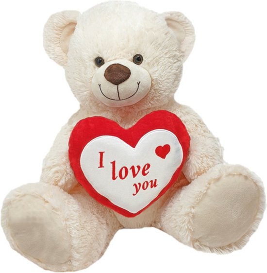 Witte pluche knuffelbeer - 45 cm - incl. Valentijnskaart I Love You ...