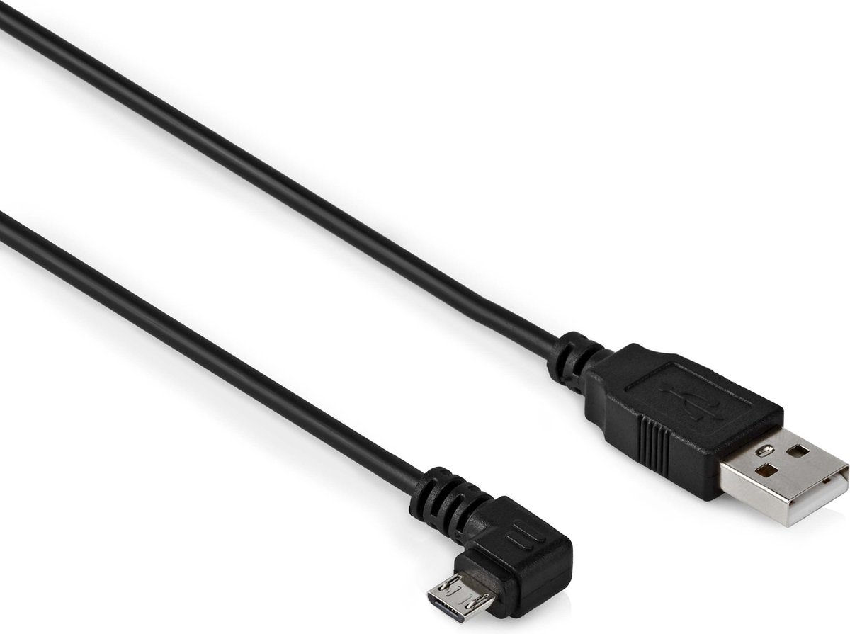 USB naar Micro USB kabel - 2.0 - Haaks - 1.8 meter - Zwart - Allteq | bol