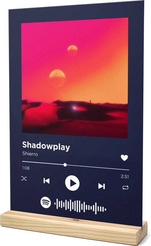 Songr Spotify Muziek Bordje - Shadowplay - Shierro - 20x30 - Blauw - Dibond Aluminium... | bol.com