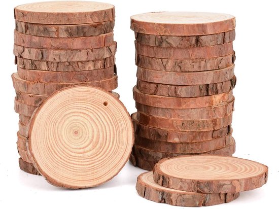 PHILORN 30 STKS Natuurlijke Hout Plakjes Diameter 8-9 cm, 10 mm Dikke ...