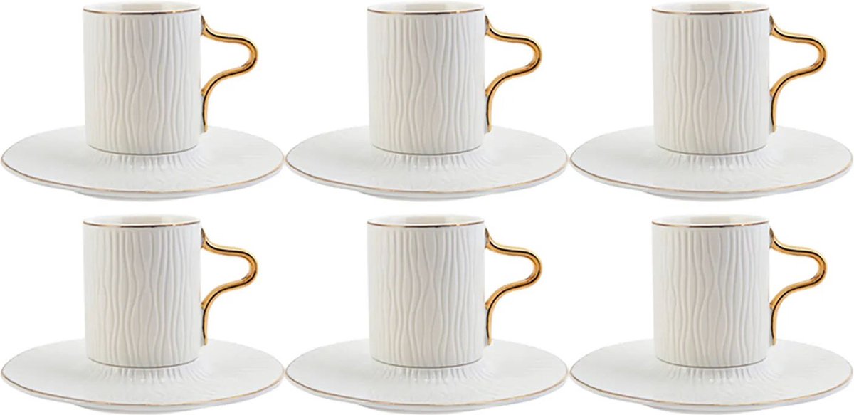 Karaca -Aged -Set van 6 Koffiekopjes 80 ml(Let op met inhoud!)-Espresso ...