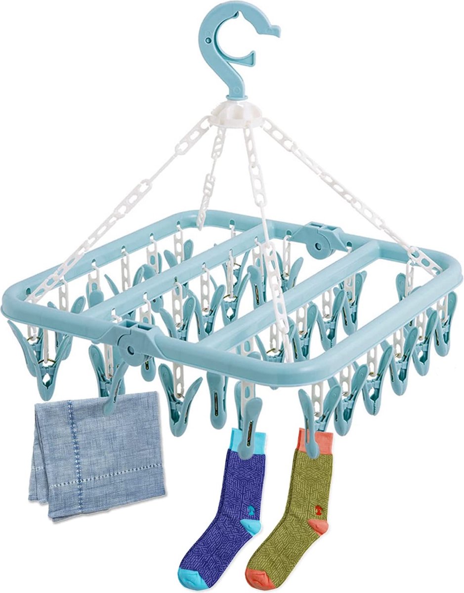 Clip Droogrek, Opvouwbaar Droogrek Camping Droogrek met 32 Sok Knijpers ...