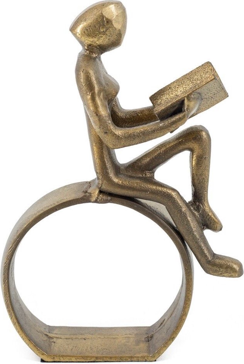 Beeld 'de zittende lezer' goud - gold - Kolony - gouden beeldje | bol.com
