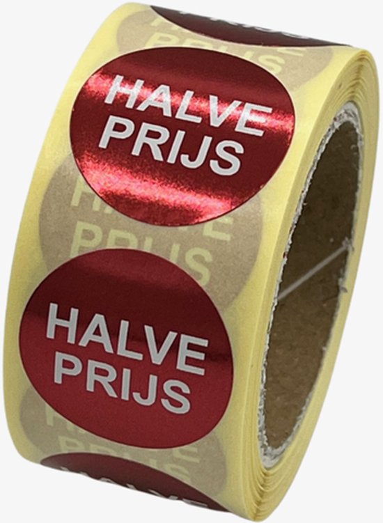Halve prijs sticker - reclame sticker - 250 Stuks - rond 25mm - korting ...